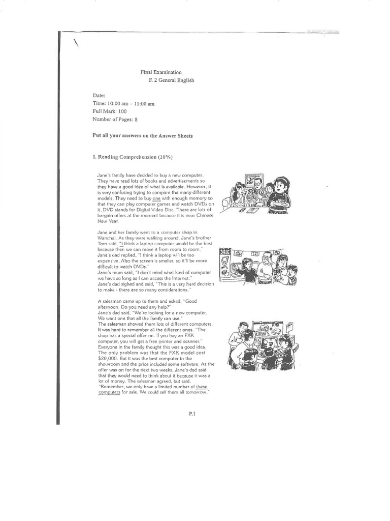 F2 English Exam | PDF