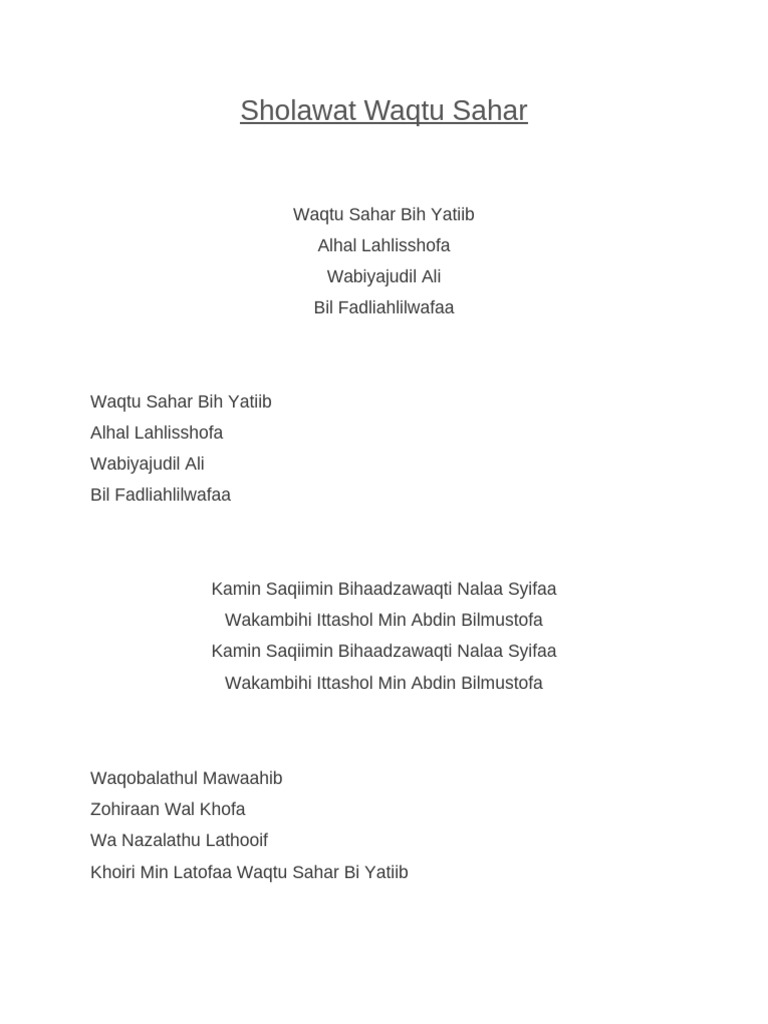 Waqtu Sahar Bih Yatiib | PDF