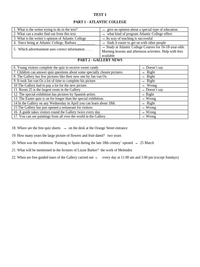 Reading Part 1 - Vstep | PDF