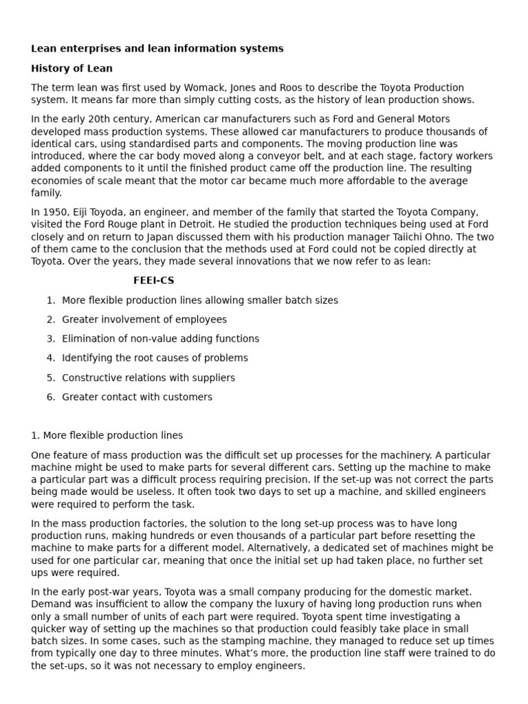 Lean enterprises and lean information systems | PDF