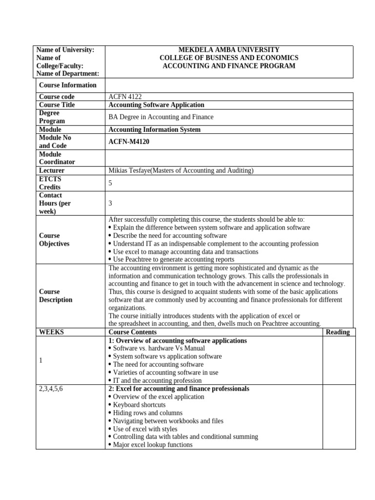 Accounting Software Application | PDF | Microsoft Excel | Accounting