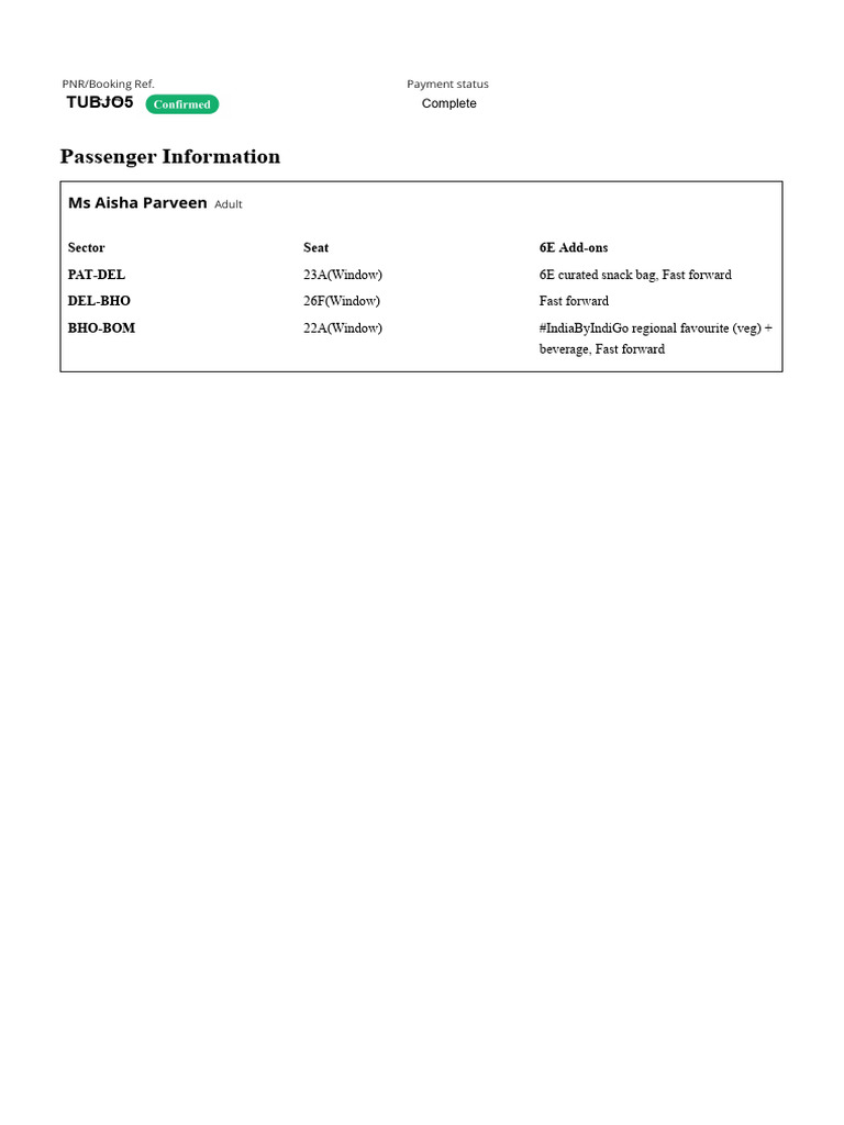 Aisha Ticket All | PDF
