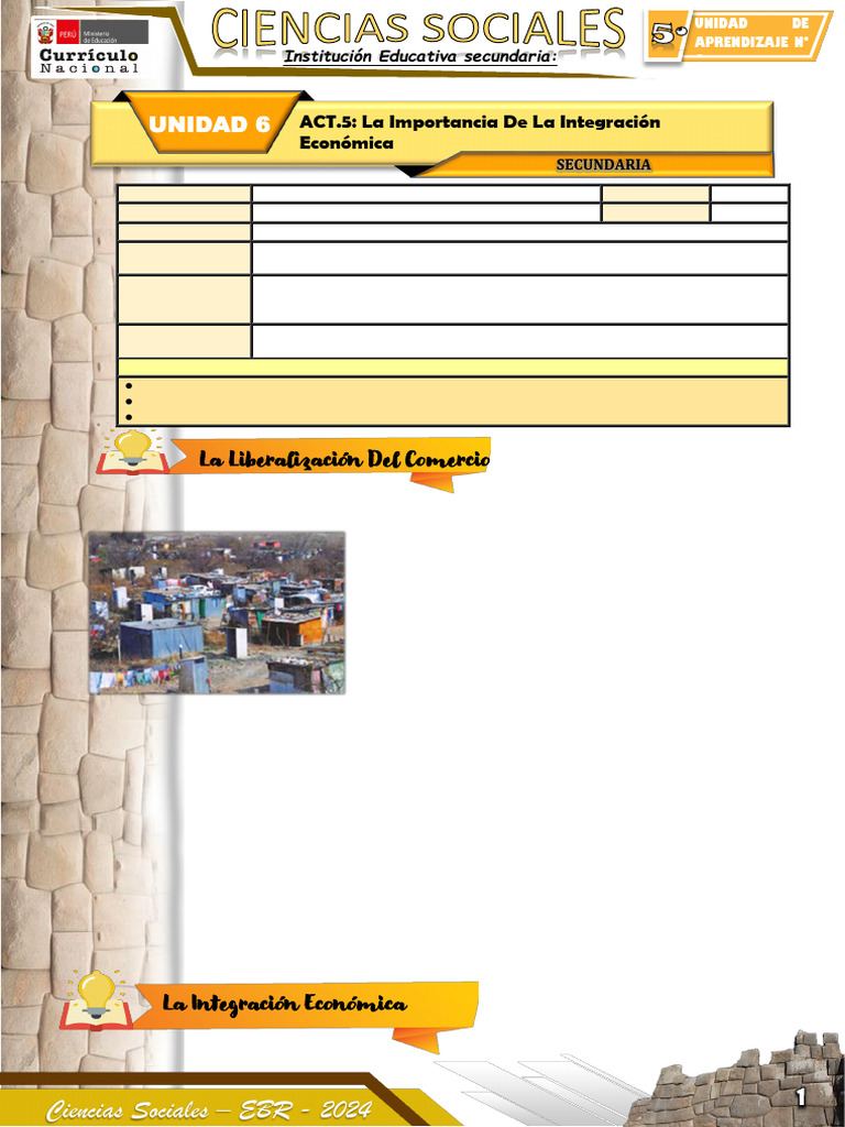 Ficha de Actividad CCSS 5° - Semana 5 | PDF