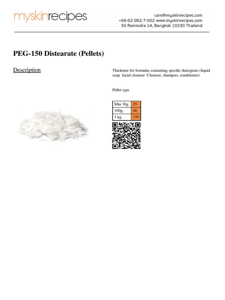 MySkinRecipes - PEG-150 Distearate (Pellets) | PDF
