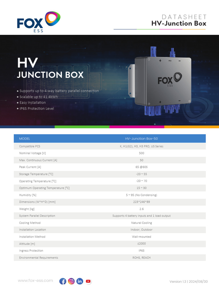 EN HV Junction Box Datasheet V1.3 8.30 | PDF
