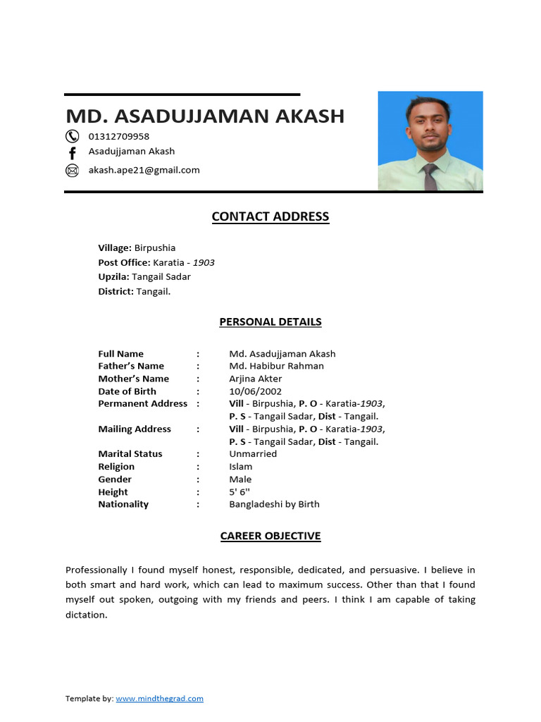 Asadujjaman Akash Resume | PDF