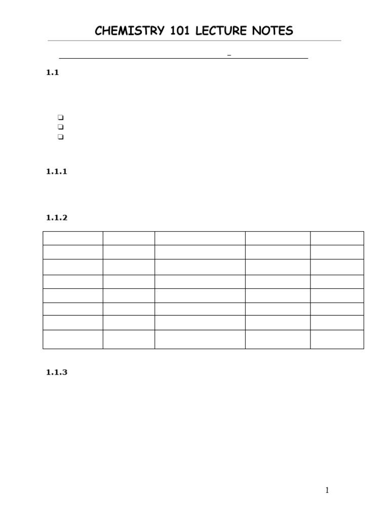 Chem. 101 Lecture Notes Revised | PDF