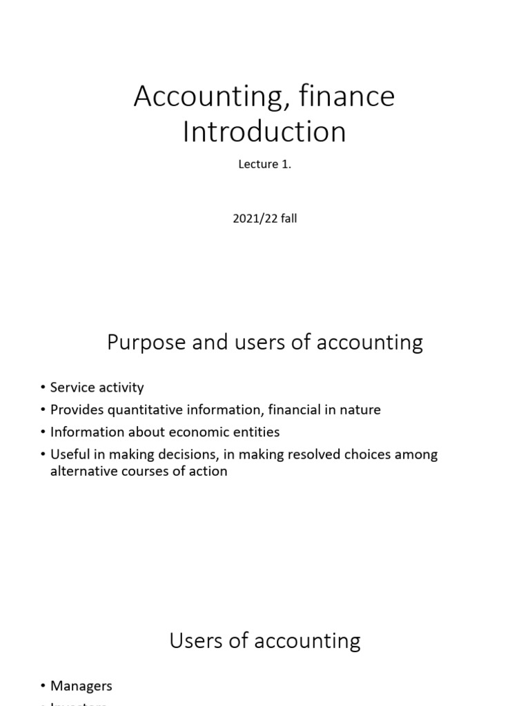 Accounting Intro | PDF
