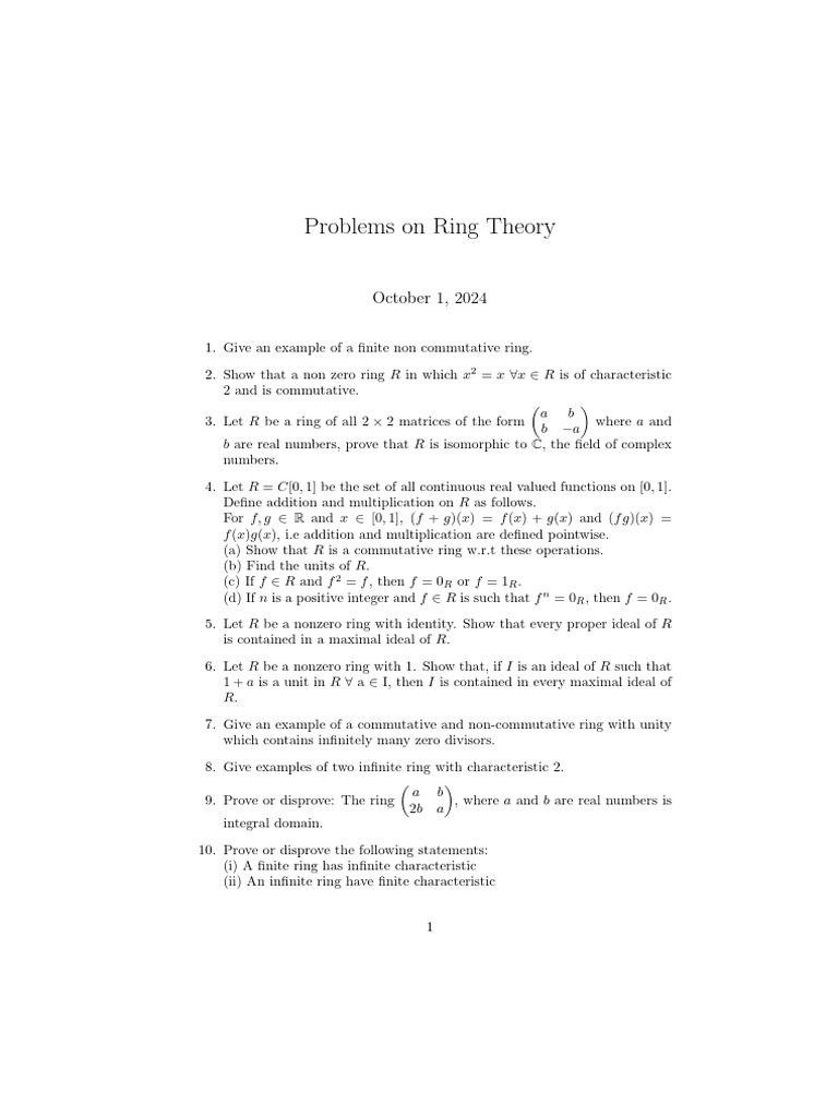 Ring_Theory_Problem_Set | PDF