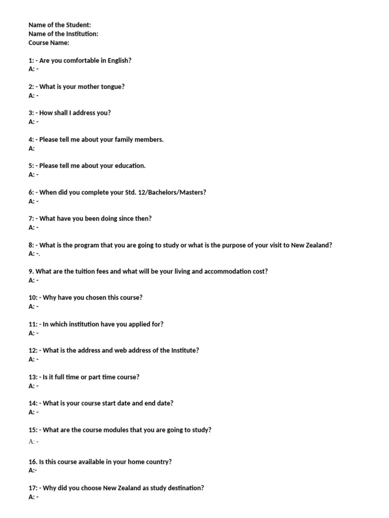 4.Mock Interview Questions-NZ | PDF