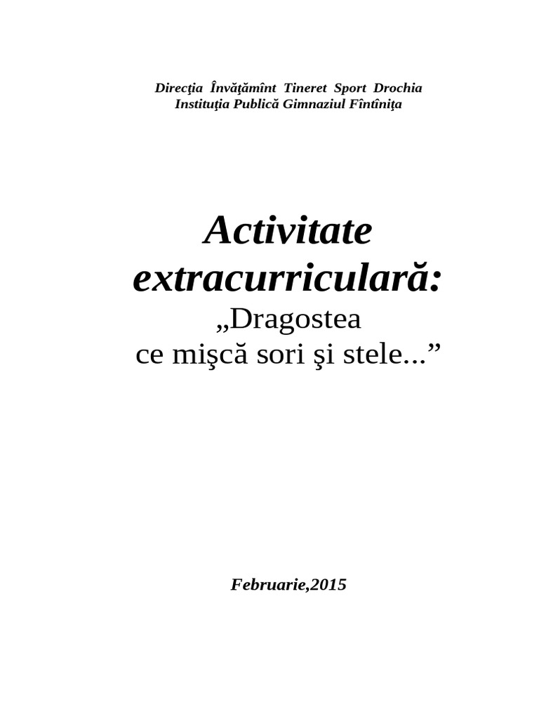 Scenariu Dragostea | PDF