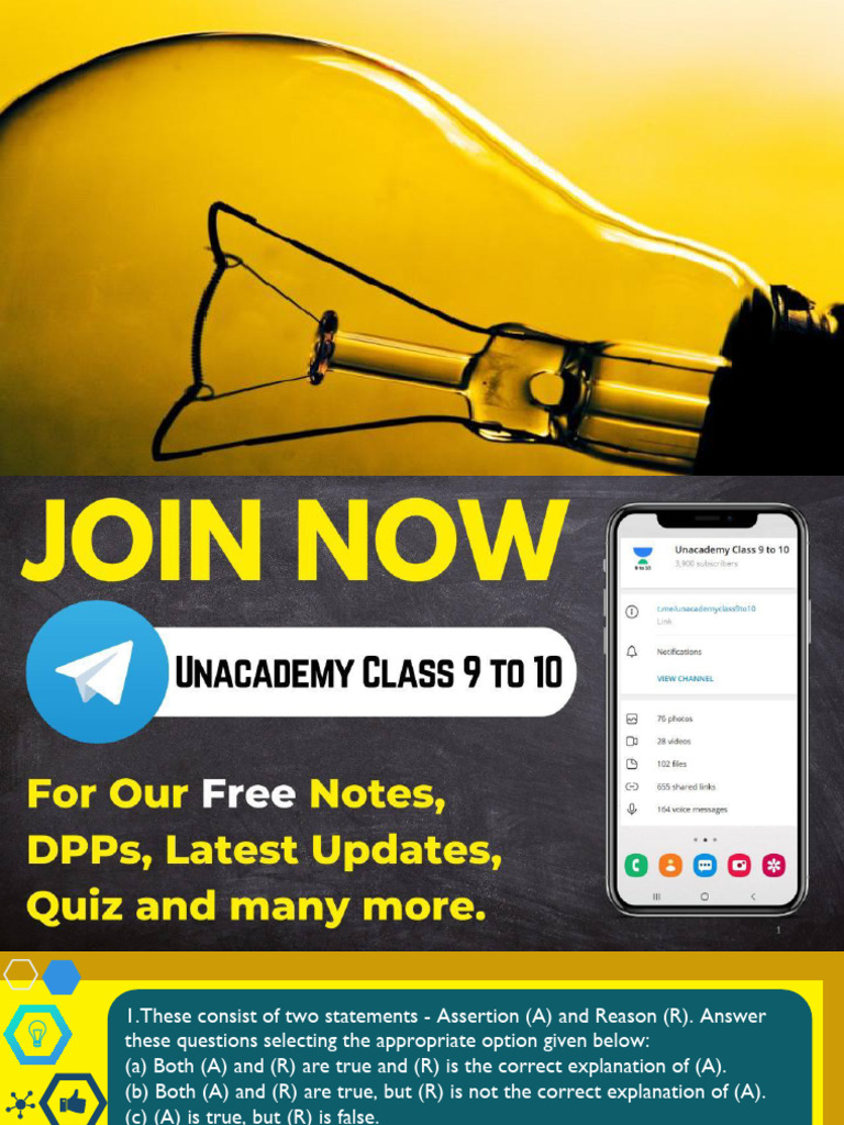 Assertion - Reason Type Questions Class 10 Science | PDF | Small ...