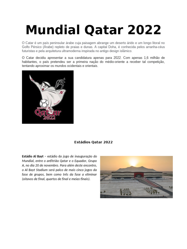 trabalho Mundial Qatar 2022 | PDF