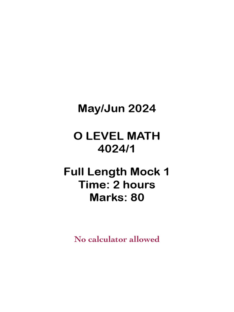 Maths Mock P1 | PDF