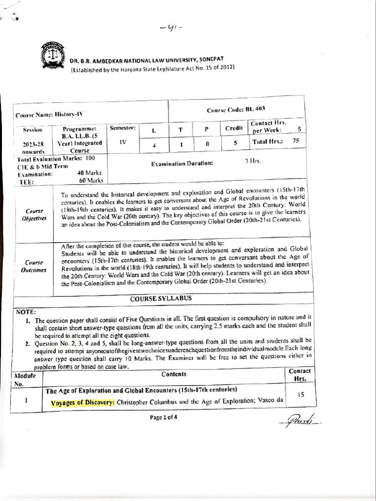 History syllabus sem 4 | PDF