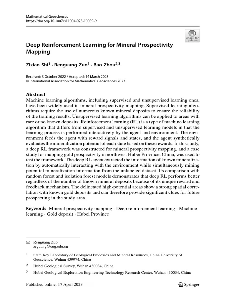 Zixian Shi Deep Reinforcement Learning For Mineral | PDF