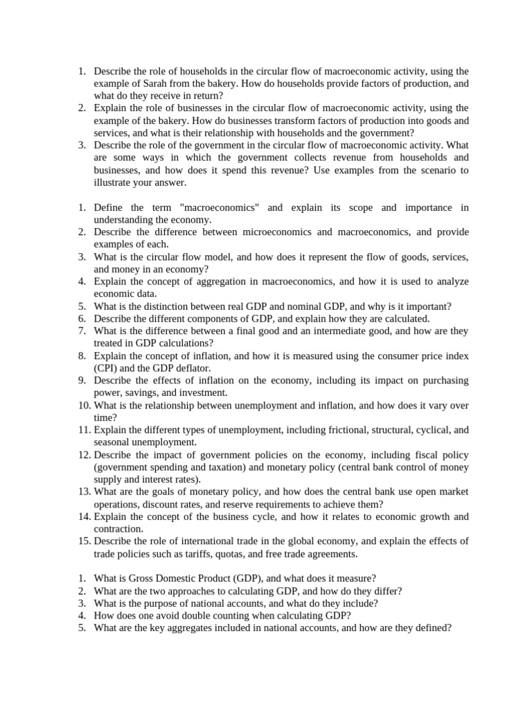 Macroeconomics Sample Questions For Midterm | PDF | Consumption (Economics) | National Accounts