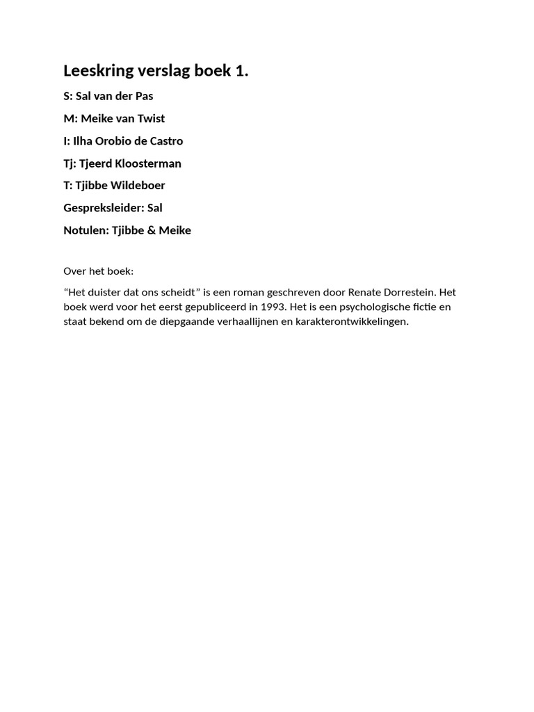 Nederlands Verslag Leeskring | PDF