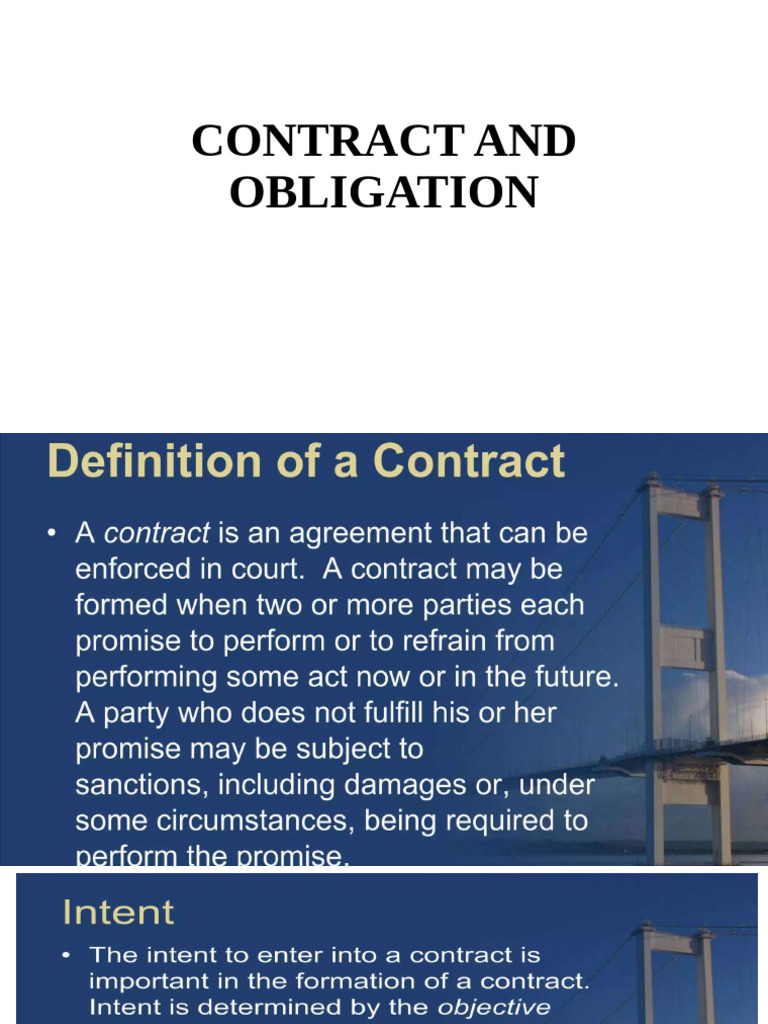 Contract and Obligation - Meaning of Contract and Its Classfication | PDF