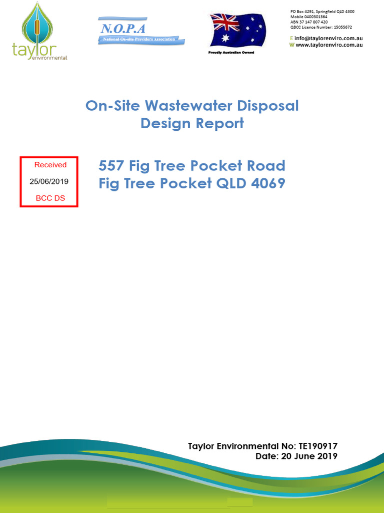 Onsite Waste Water Disposal Design Report | PDF