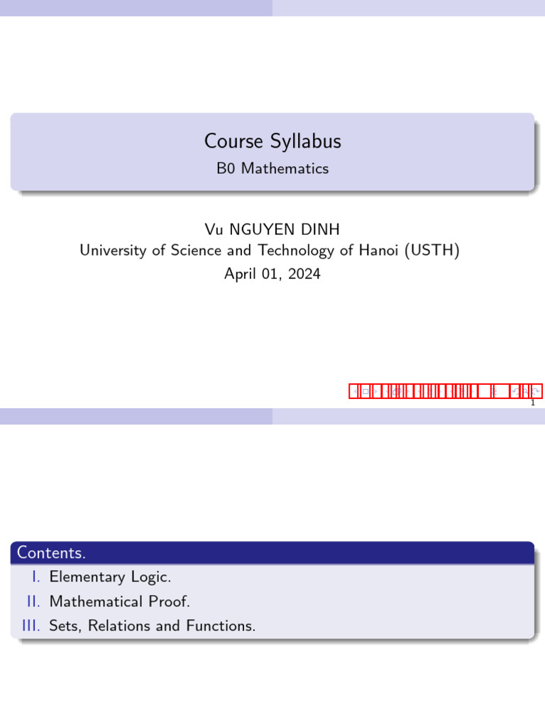 Slides USTH Course Syllabus NDVU Week 1 | PDF