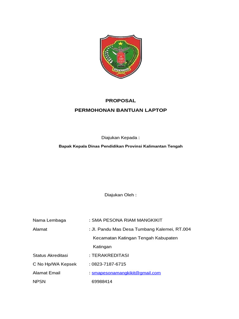 Proposal Sma Pesona Riam Mangkikit | PDF