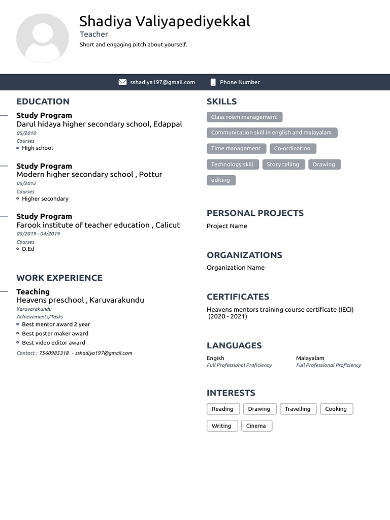 CV of Shadiya | PDF