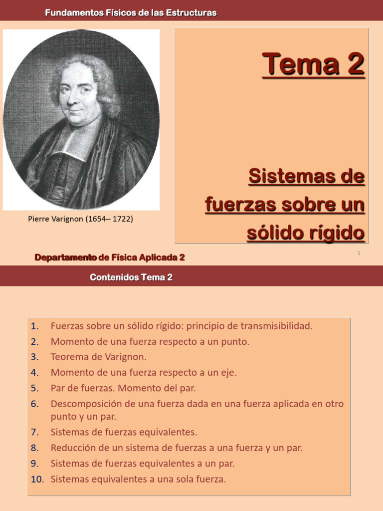 Tema 2 Sistema de Fuerzas Sobre Un Sólido Rígido 2024-2025 | PDF