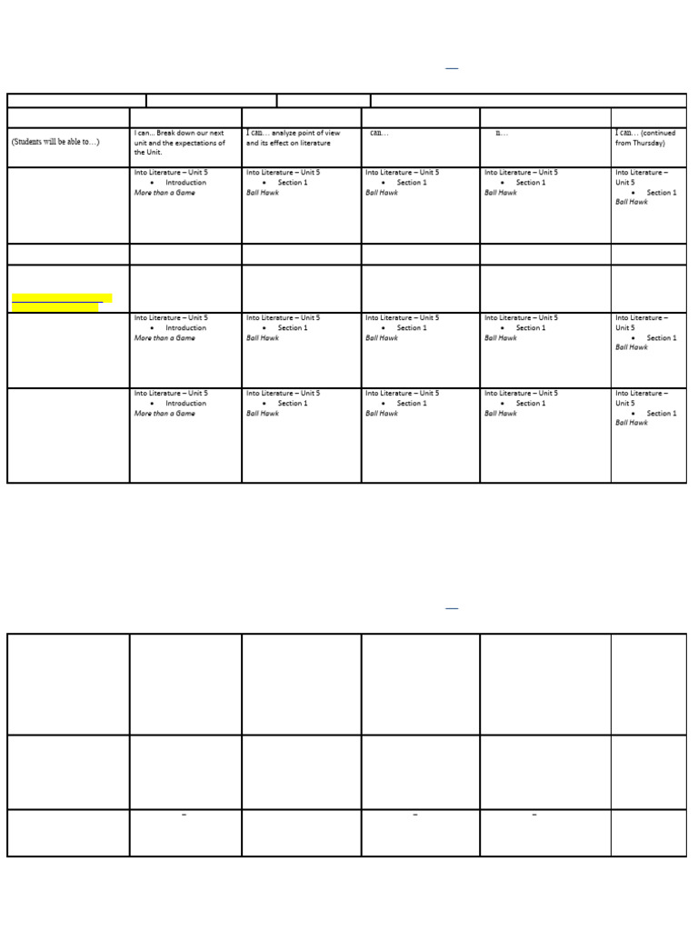 ELA+7th_Student+Weekly+Plan | PDF
