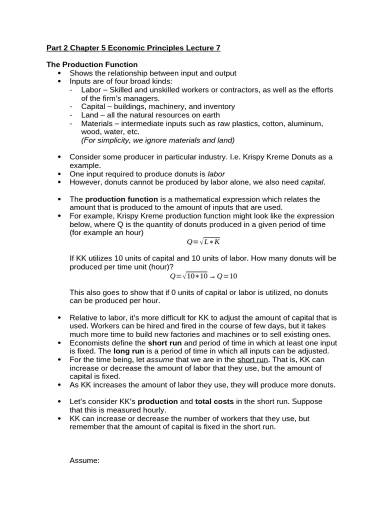 Part 2 Chapter 5 Economic Principles Lecture 7&8 Week 4 | PDF | Average Cost | Technology ...