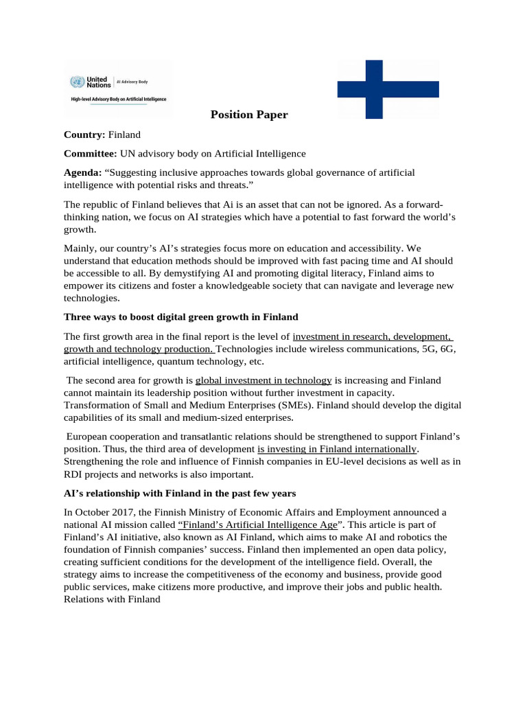 Finland Position Paper | PDF