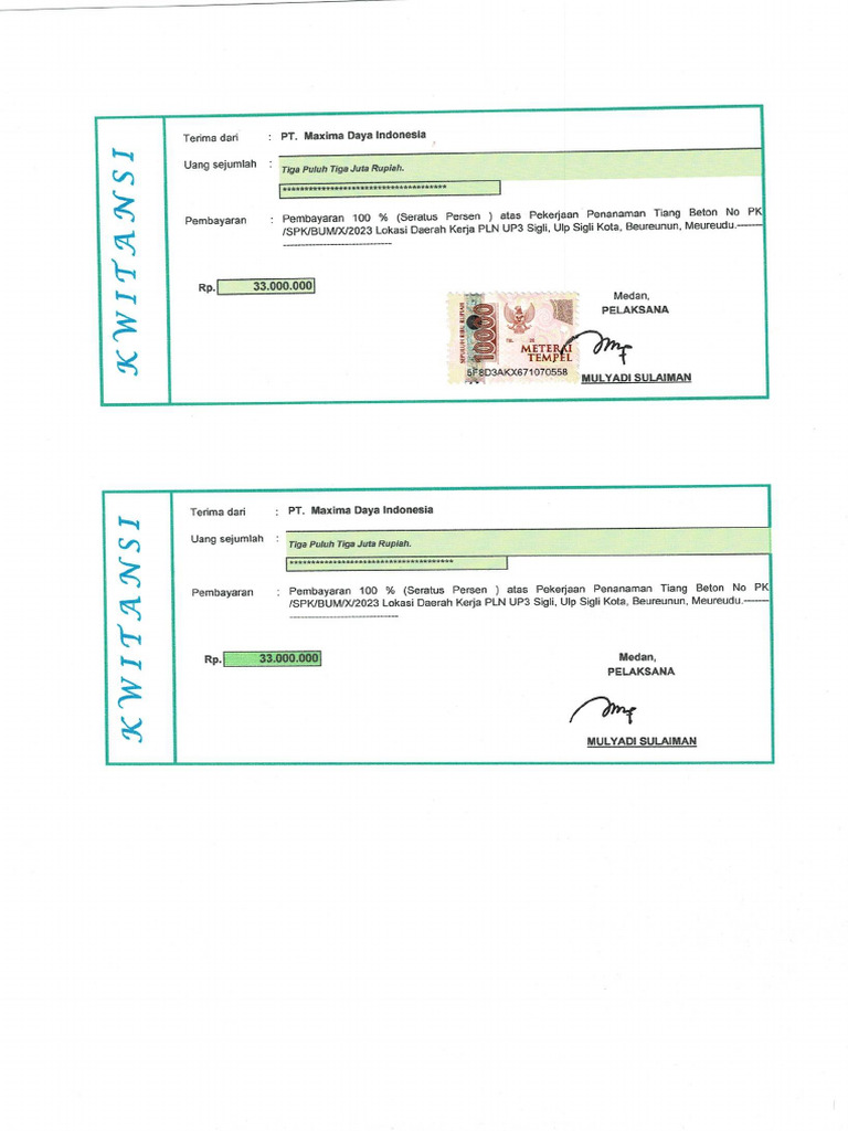 Kwitansi Maxima | PDF