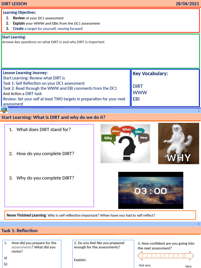 DIRT ASSESSMENT LESSON | PDF