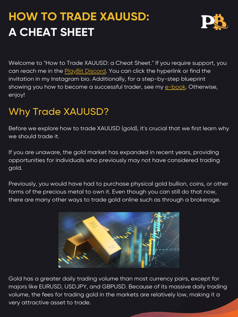 How To Trade XAUUSD A Cheat Sheet (PB) | PDF