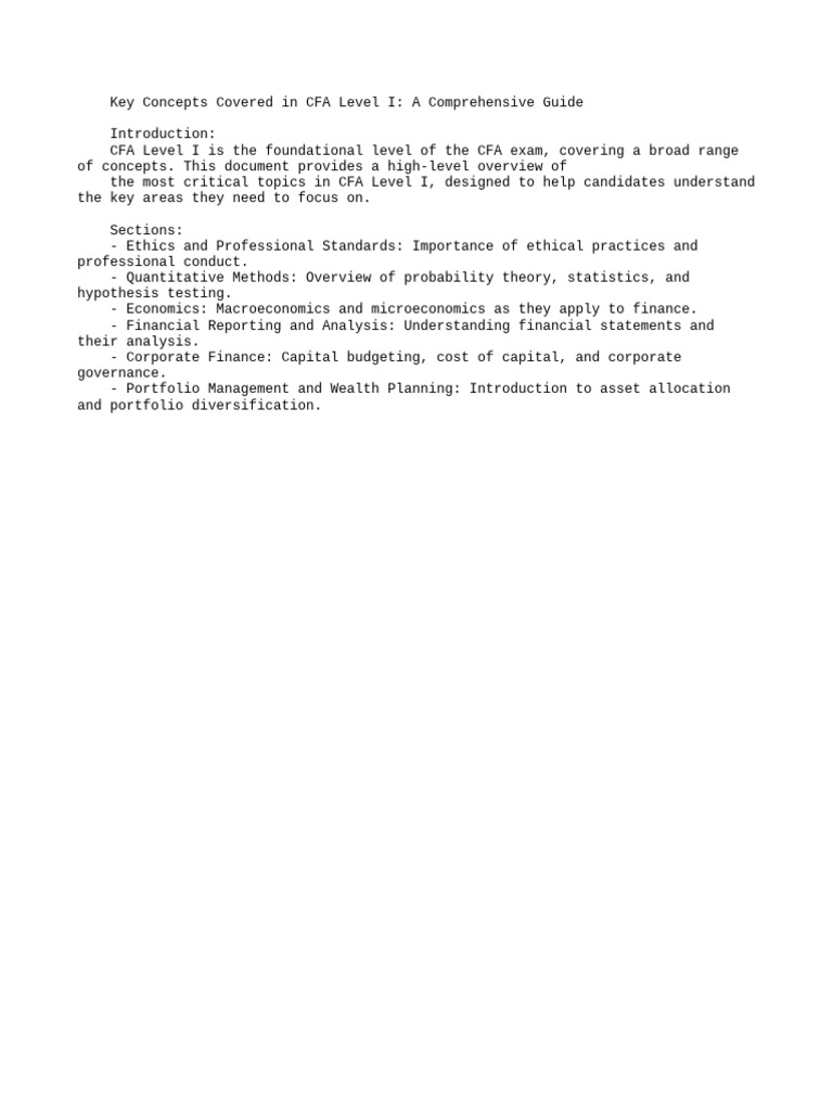 CFA Level1 Key Topics | PDF