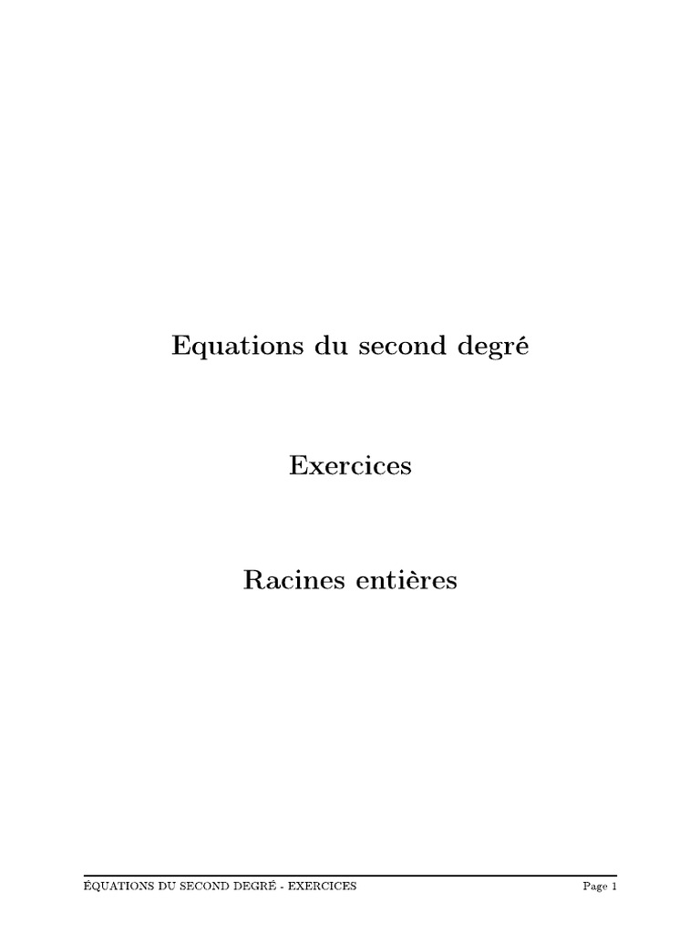Énoncés Exos Eq Second Degré | PDF