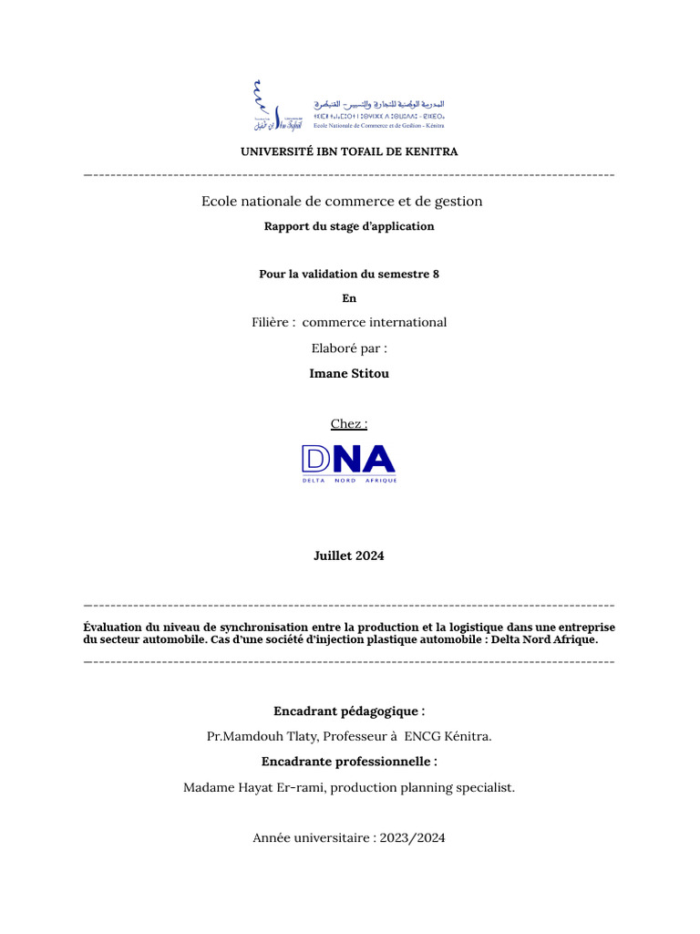 Rapport de Stage Version Finale | PDF