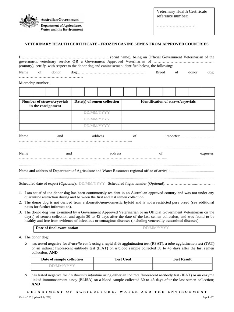 Veterinary Health Certificate | PDF