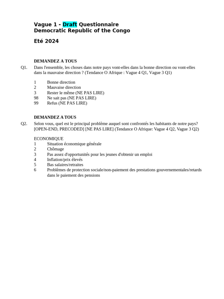 French - DRC Project Wave 1 - v2 | PDF