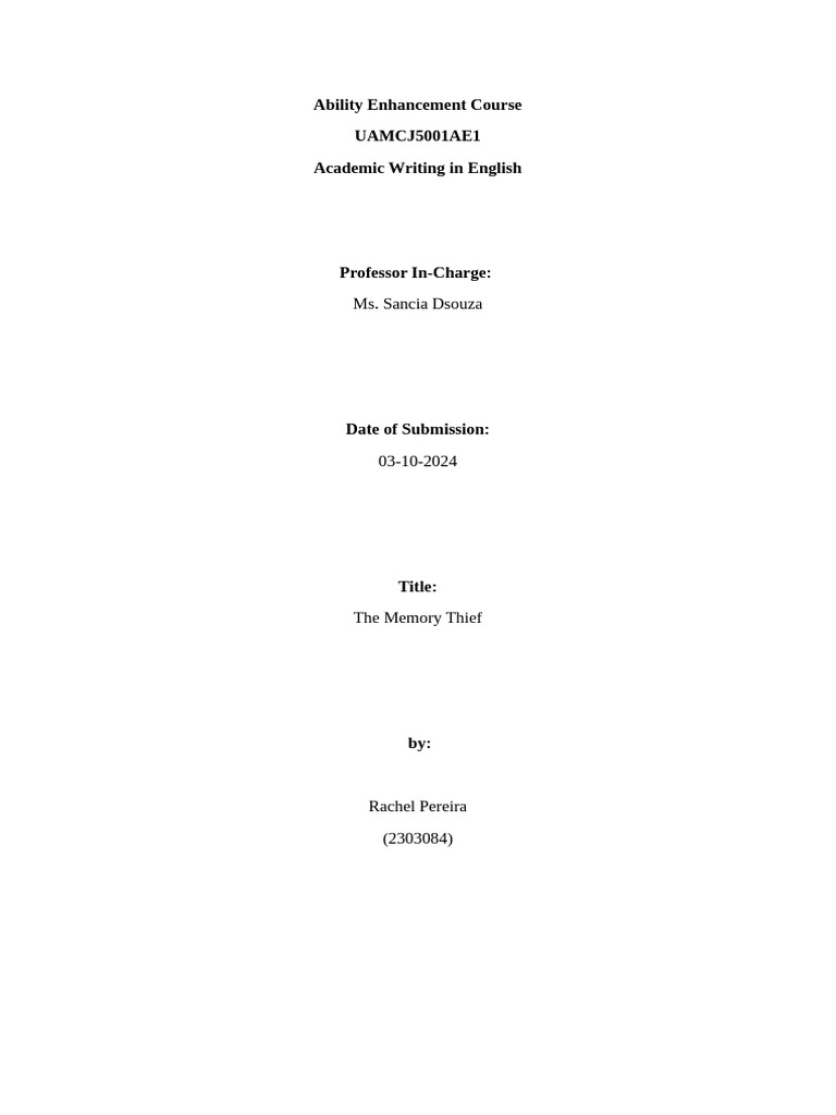 The Memory Thief | PDF
