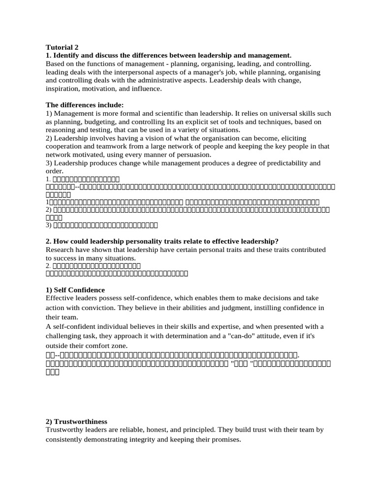 Tutorial 2 - Questions | PDF