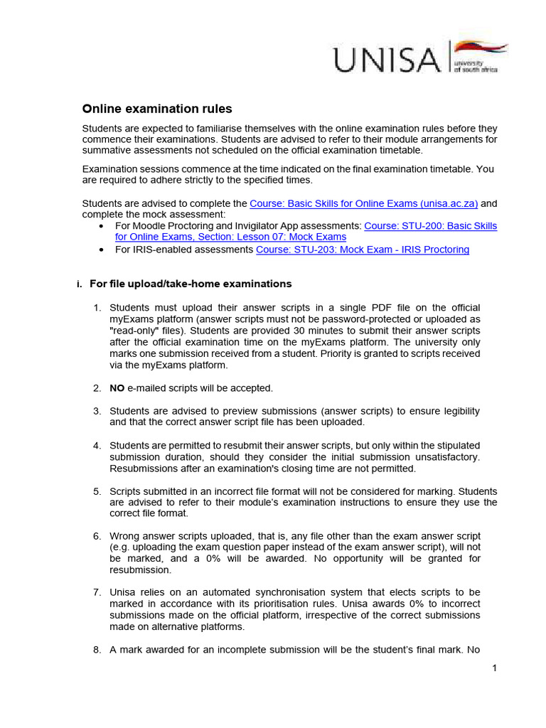 Online Examination Rules | PDF