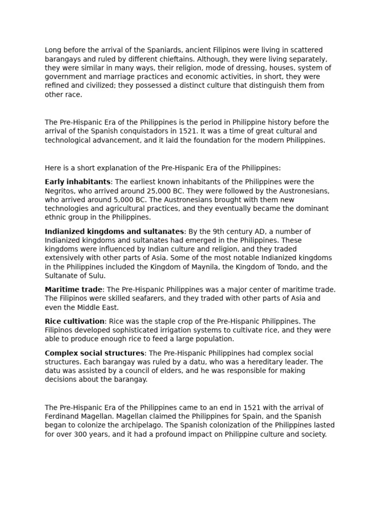 Pre Hispanic Era | PDF