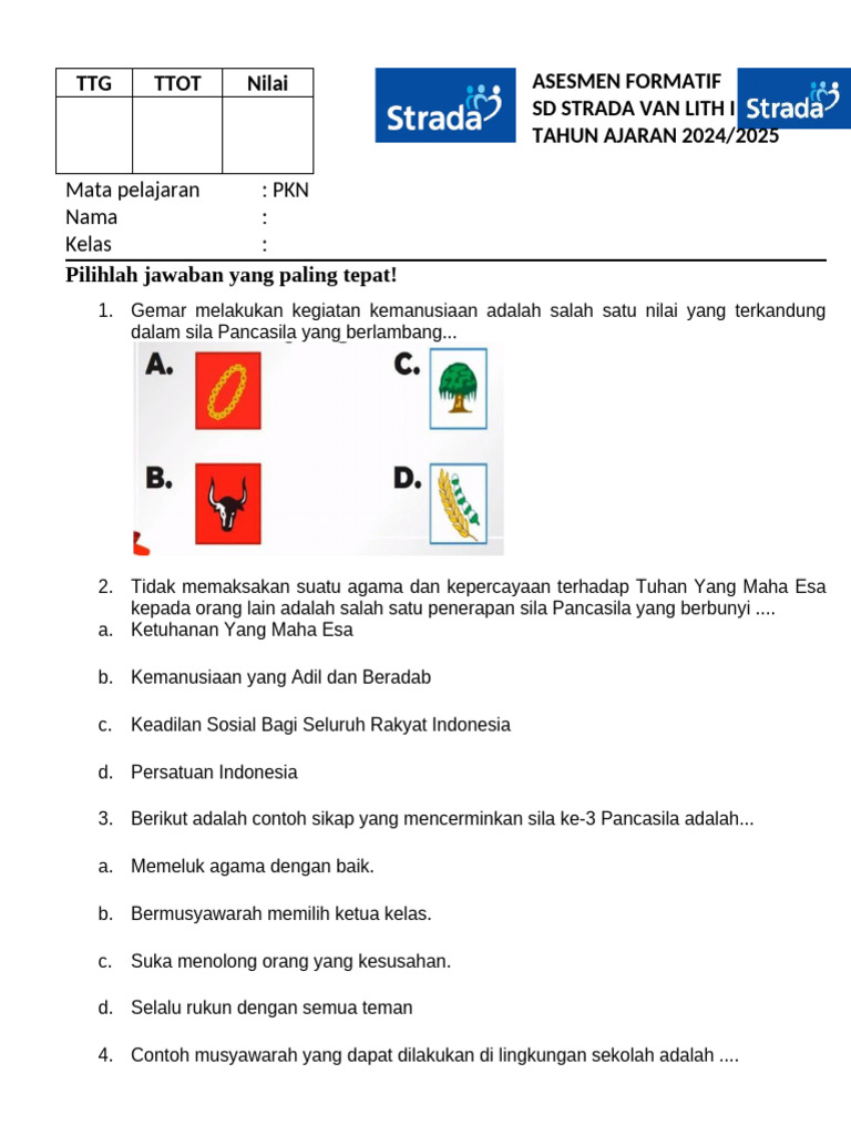 Formatif Bahasa Indonesia TP 1 2024 - 2025 | PDF