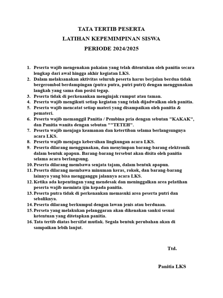 Tata Tertib Peserta | PDF