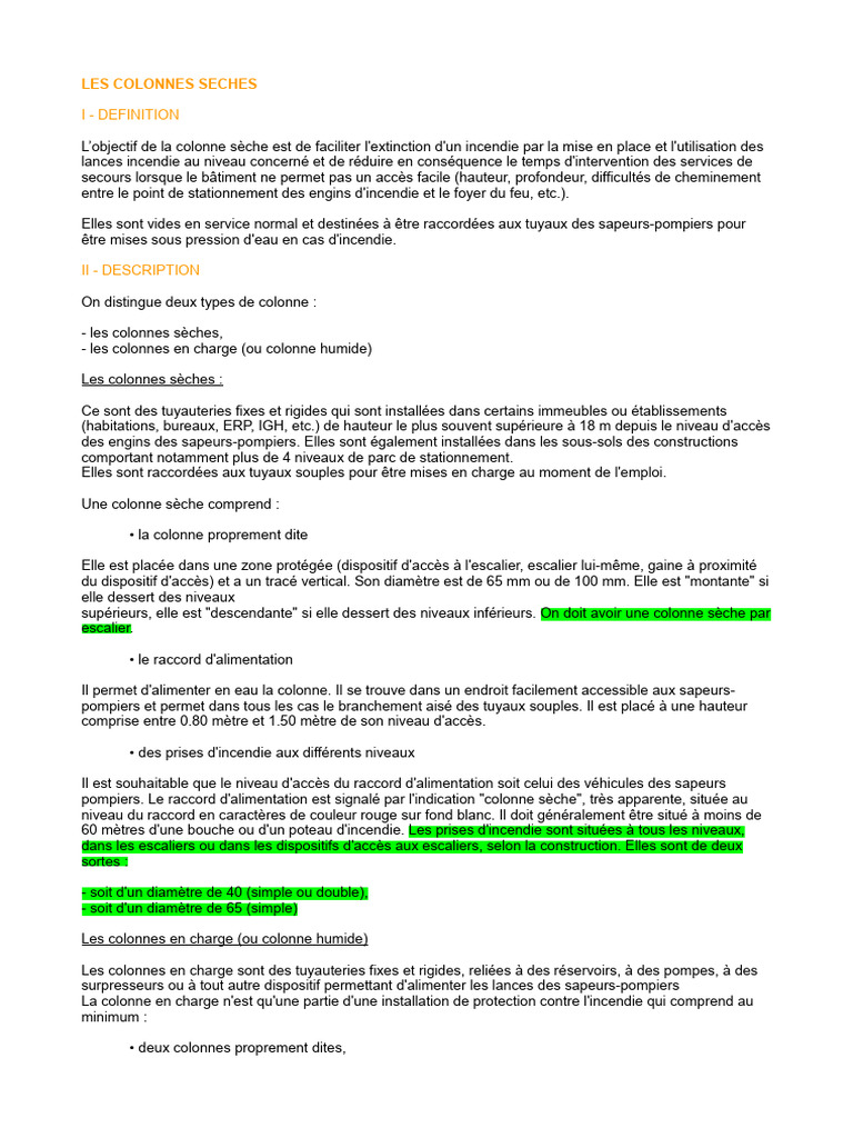 Les Colonnes Sèche | PDF