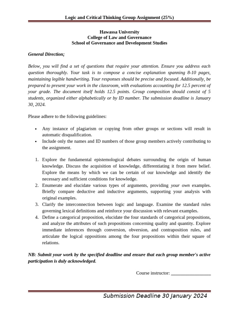 Logic Assinment 2024 | PDF