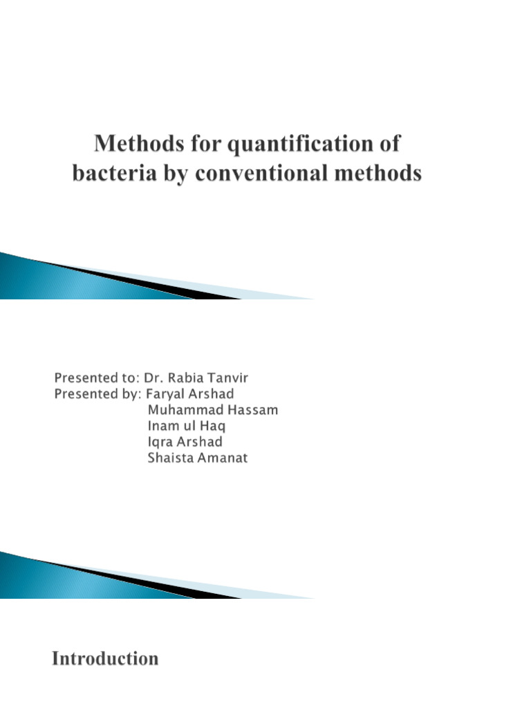 orthodox Methods for quantification of bacteria | PDF