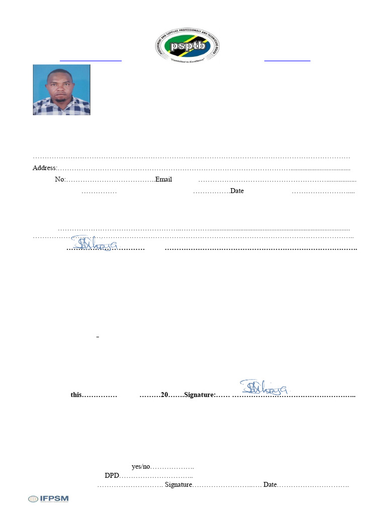 Form For Postage of Registration Certificate, Payment Receipt & NIDA ID ...