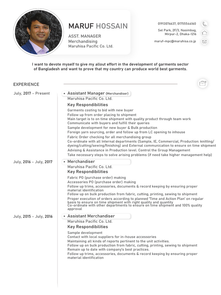 Maruf Hossain - CV - 2024 (Short) | PDF